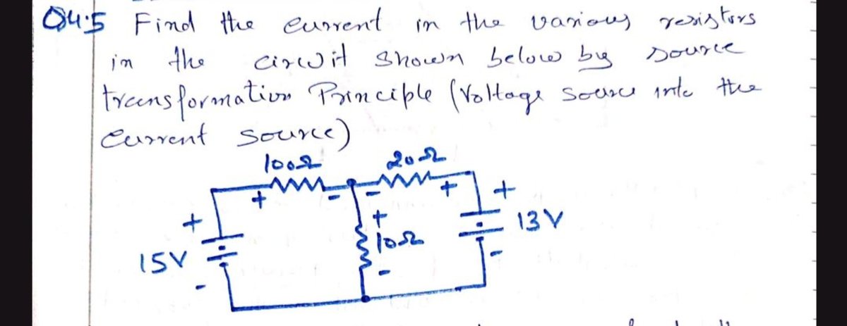 Find the current in the various resistors in the circuit shown below by s..