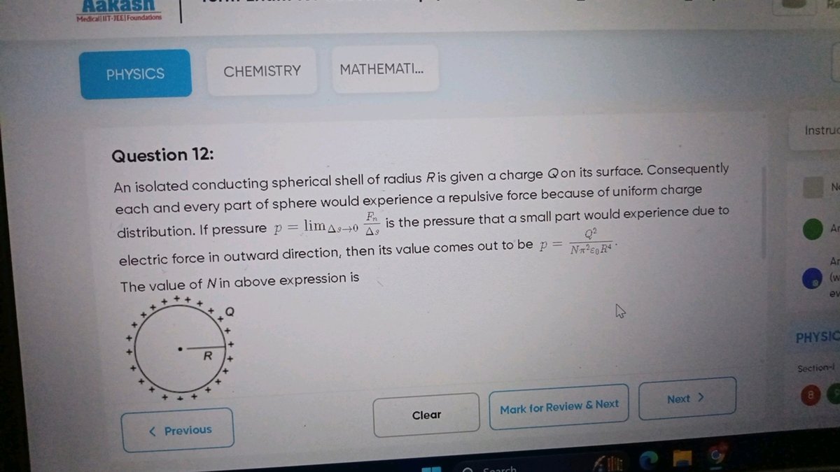 An isolated conducting spherical shell of radius R is given a charge Q on..