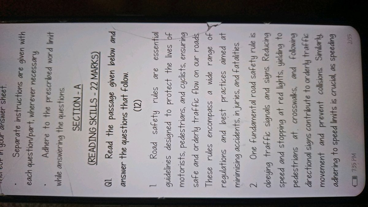 answer sheet. Separate instructions are given with each question/part, wh..