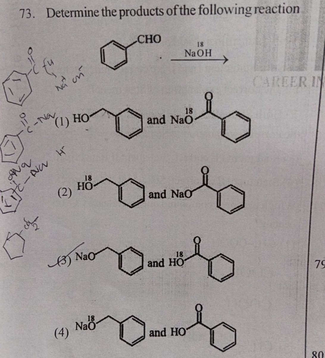 Determine the products of the following reaction: [Diagram of Benzaldehy..