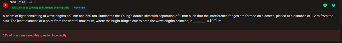 A beam of light consisting of wavelengths 650 nm and 550 nm illuminates t..