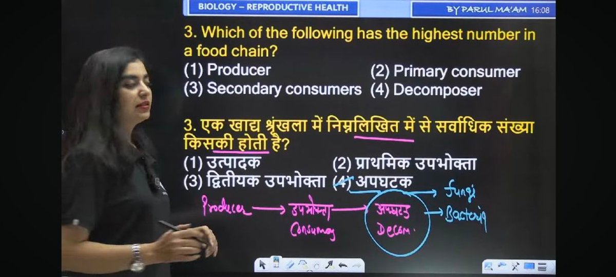 Which of the following has the highest number in a food chain? (1) Produc..