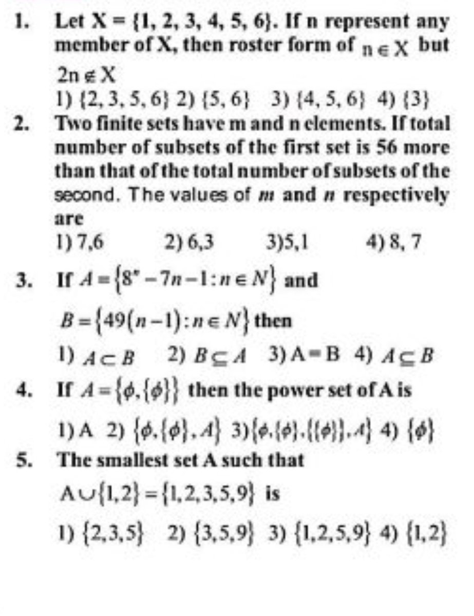 Let X=\{1,2,3,4,5,6\}. If n represent any member of X, then roster form o..