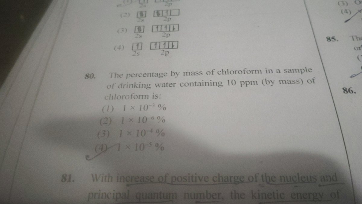The percentage by mass of chloroform in a sample of drinking water contai..