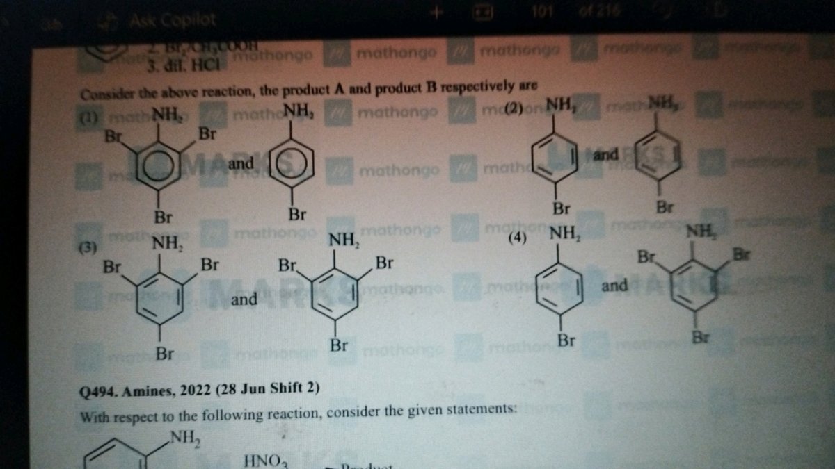 Consider the above reaction, the product A and product B respectively are..