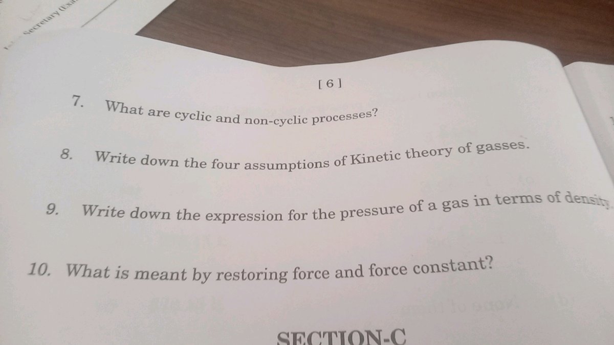 What are cyclic and non-cyclic processes? Write down the four assumptions..