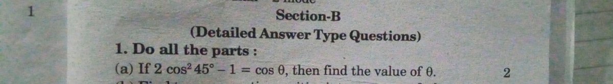 1 Section-B (Detailed Answer Type Questions) Do all the parts: (a) If 2 c..