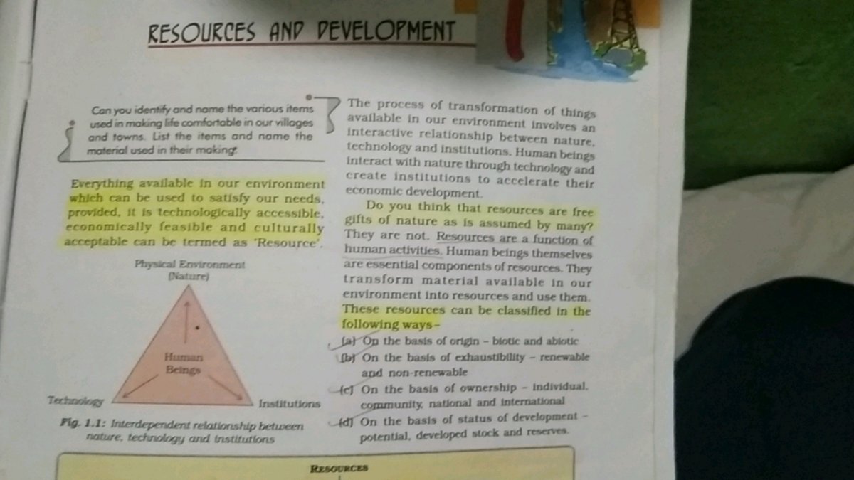 RESOURCES AND DEVELOPMENT Can you identify and name the various items us..