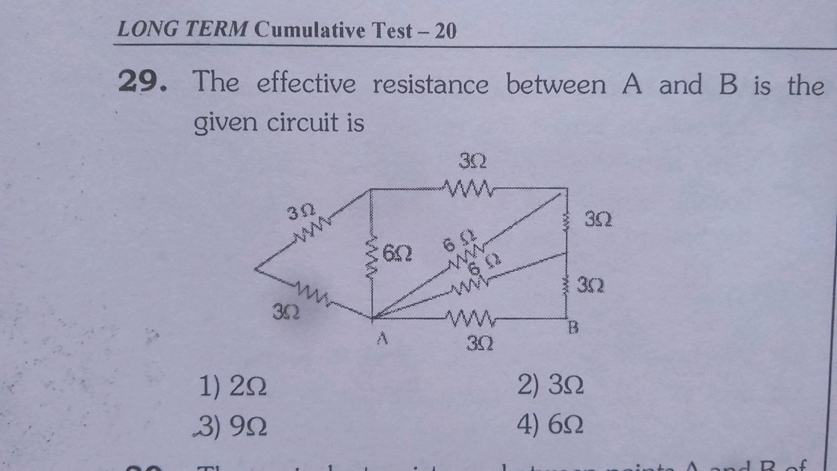 The effective resistance between A and B in the given circuit is: (Image..
