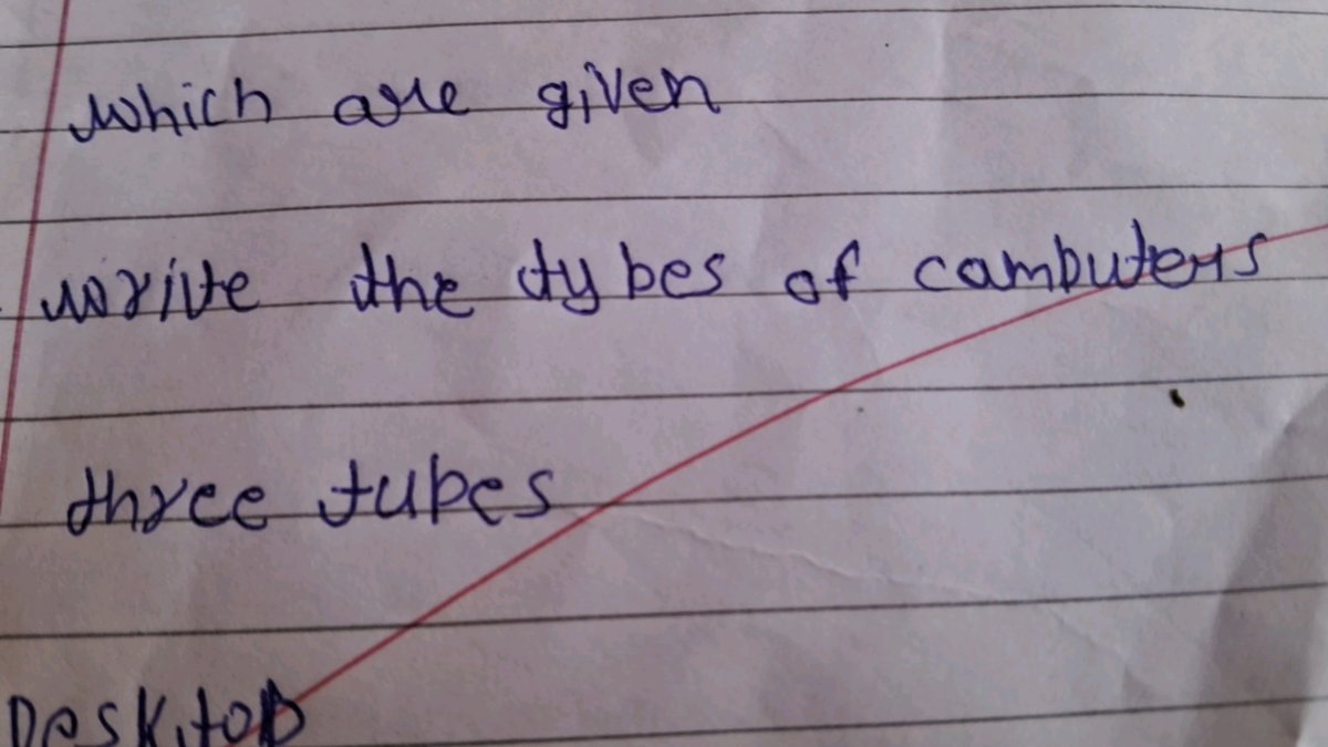 Which are given write the types of computers three tubes | Filo