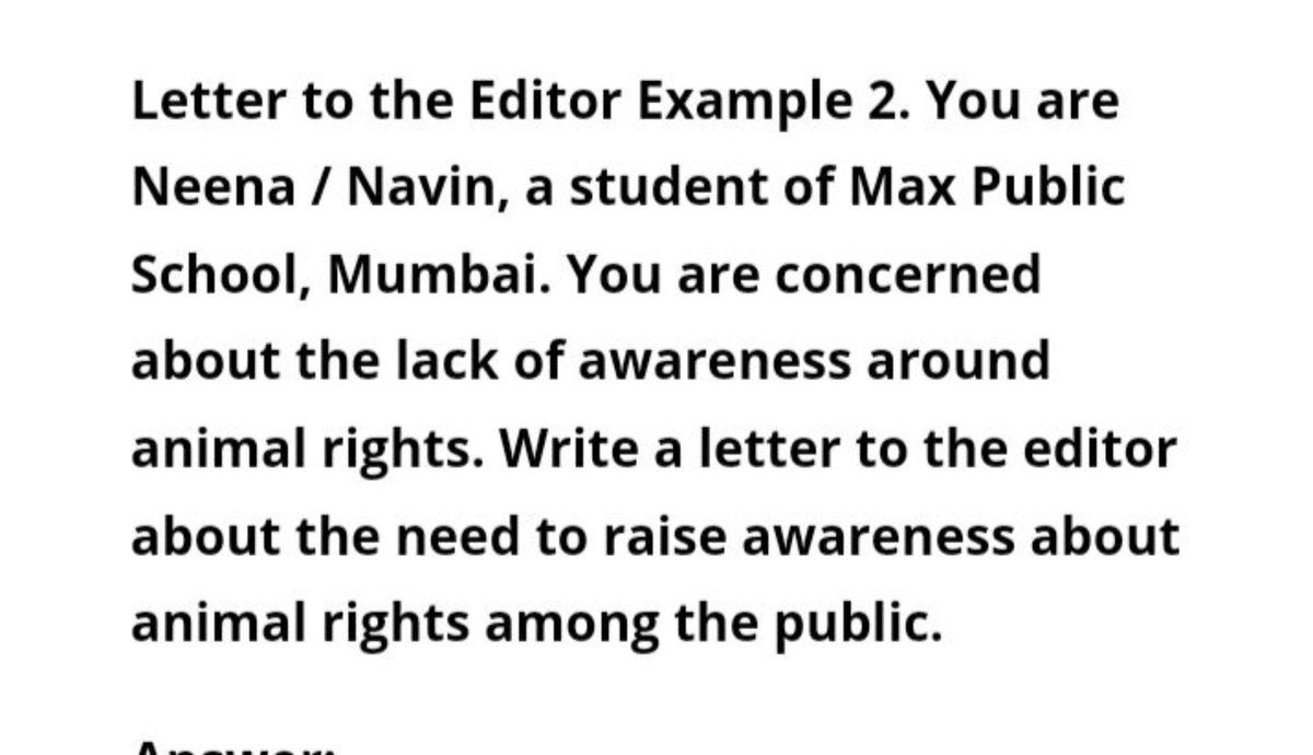 Letter to the Editor Example 2. You are Neena / Navin, a student of Max P..