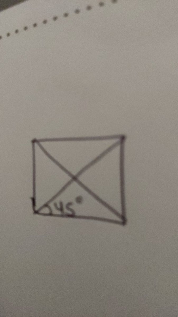 The image shows a rectangle with its diagonals drawn. One of the angles f..