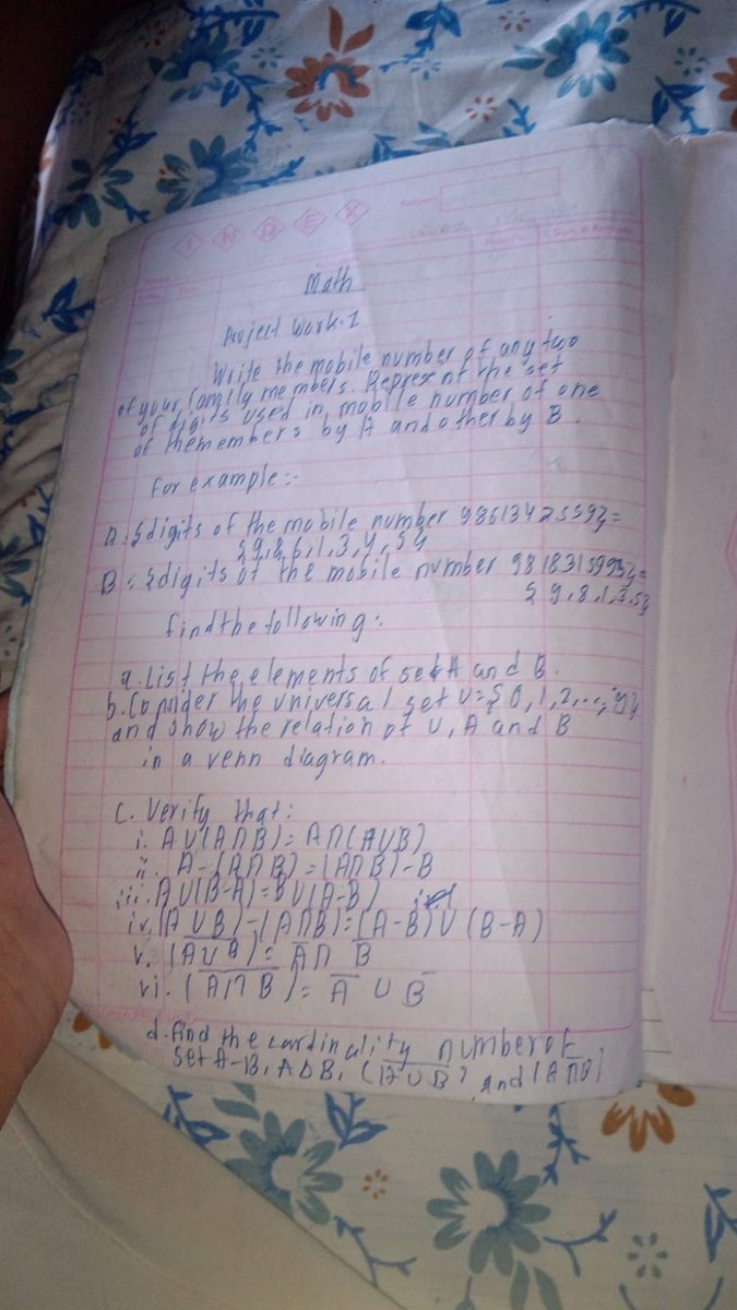 Math Project Work 2 Write the mobile number of any two of your family me..