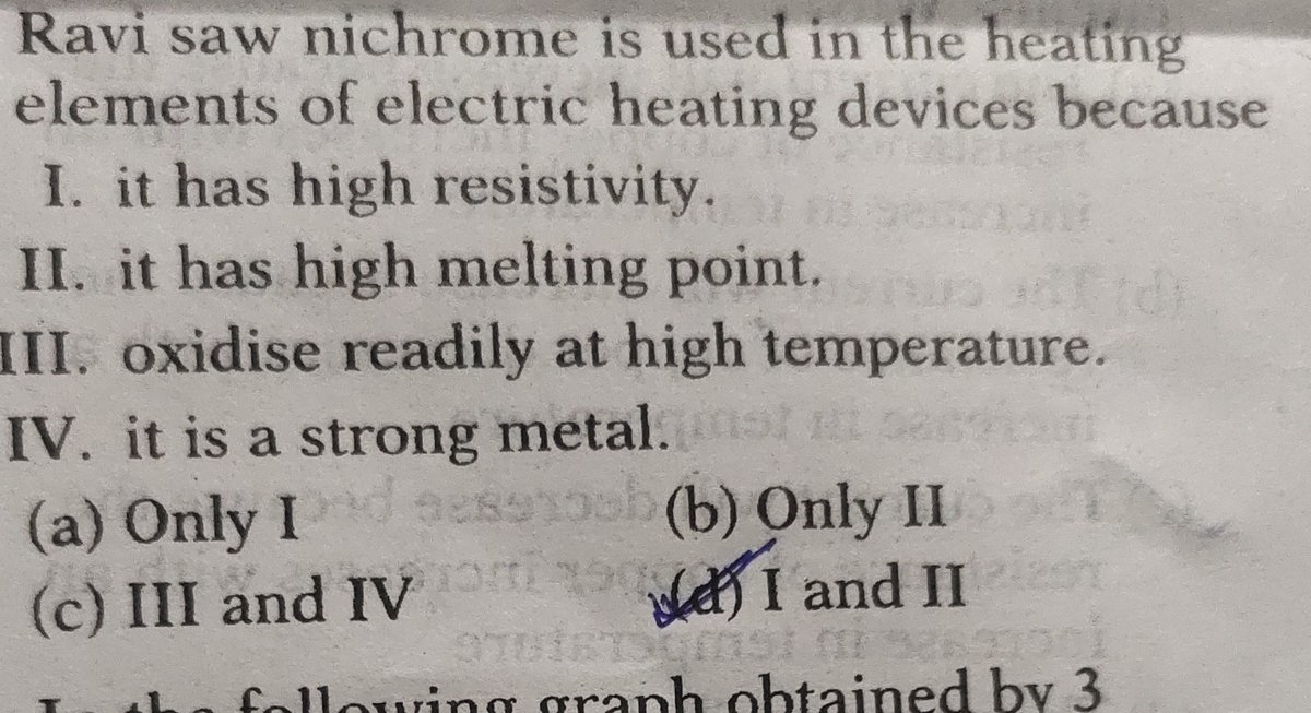 Ravi saw nichrome is used in the heating elements of electric heating dev..