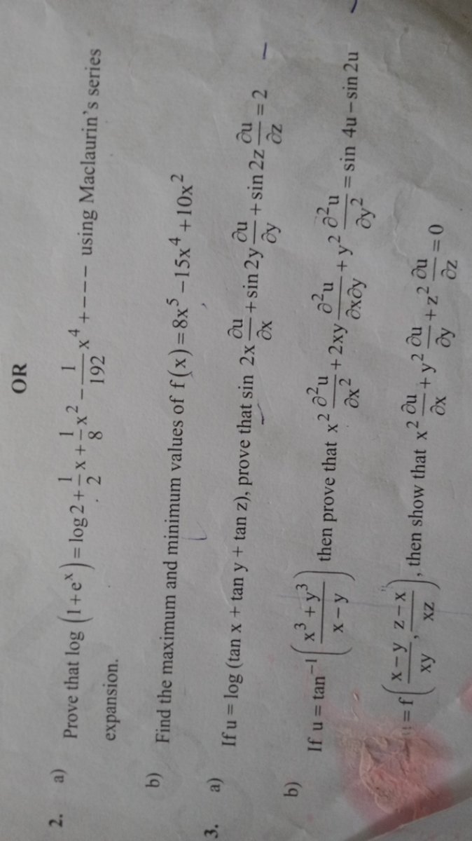 OR a) Prove that \log \left( 1 + \mathrm { e } ^ { \mathrm { x } } \right..