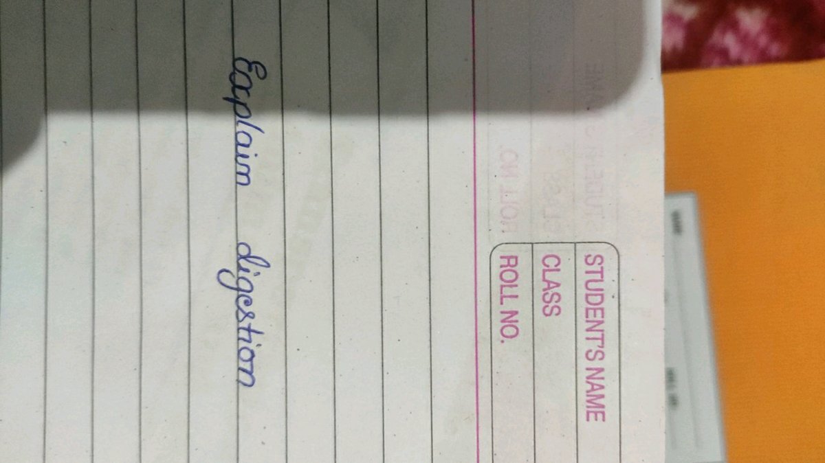 STUDENTS NAME CLASS ROLL NO. Explain digestion | Filo