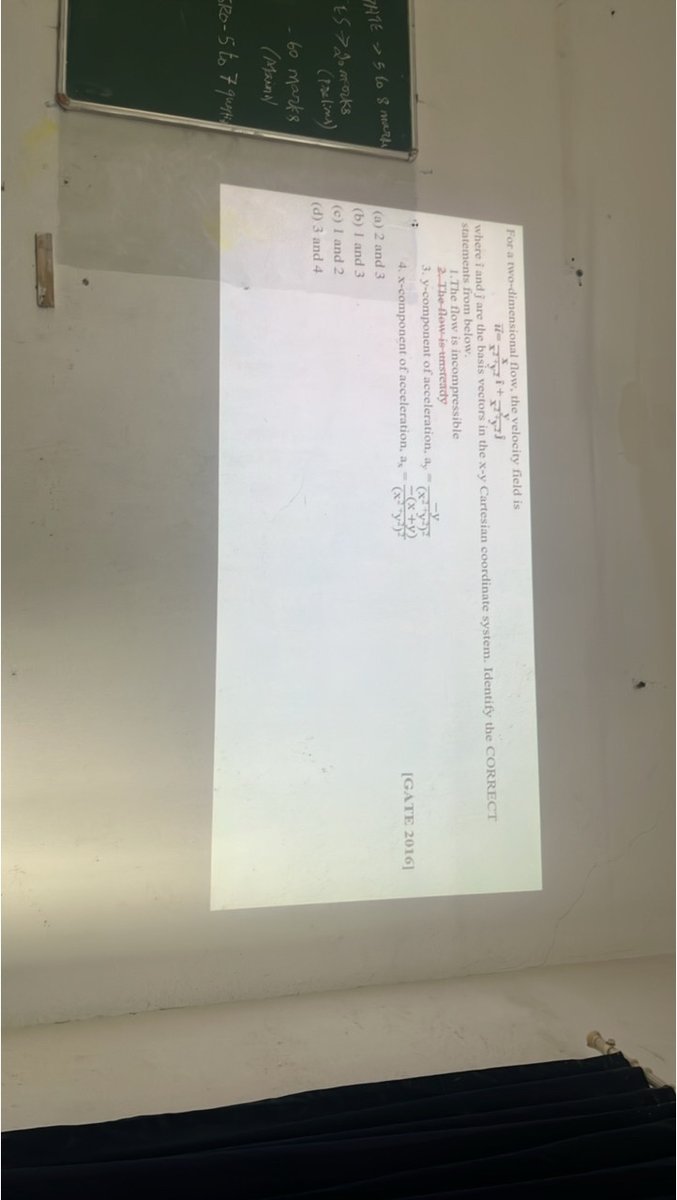 For a two-dimensional flow, the velocity field is \vec{V} = \frac{x}{x^2..