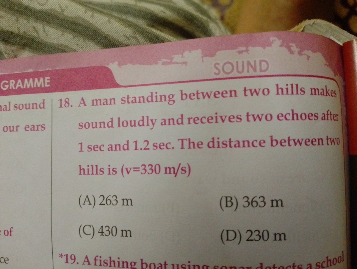 GRAMME SOUND A man standing between two hills makes sound loudly and rece..