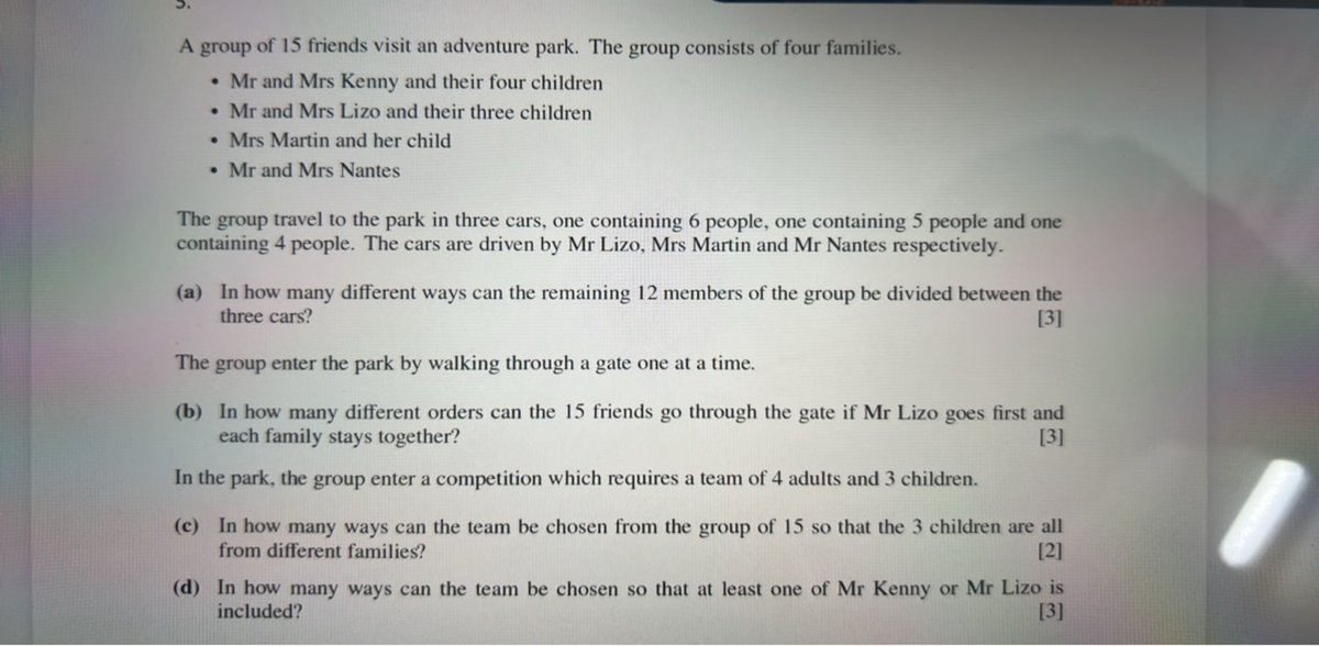 A group of 15 friends visit an adventure park. The group consists of four..