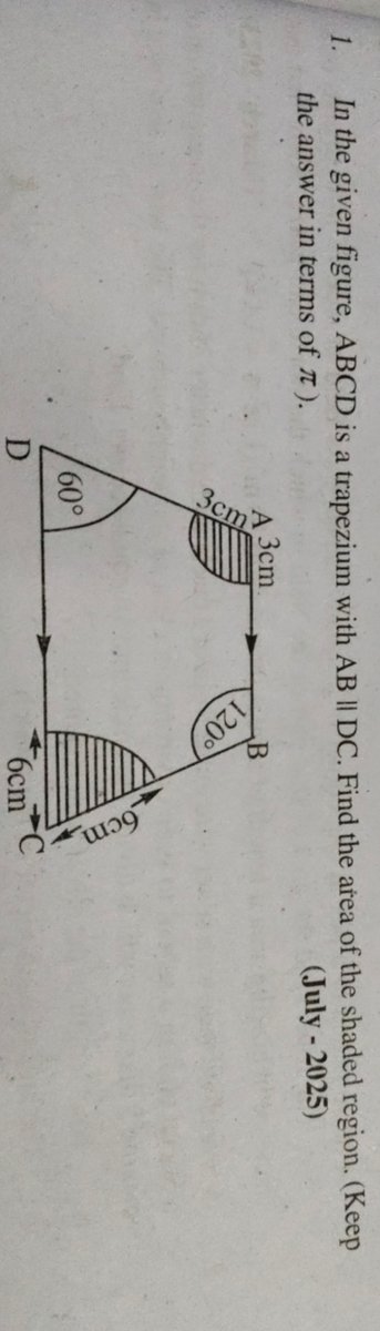 In the given figure, ABCD is a trapezium with AB || DC. Find the area of