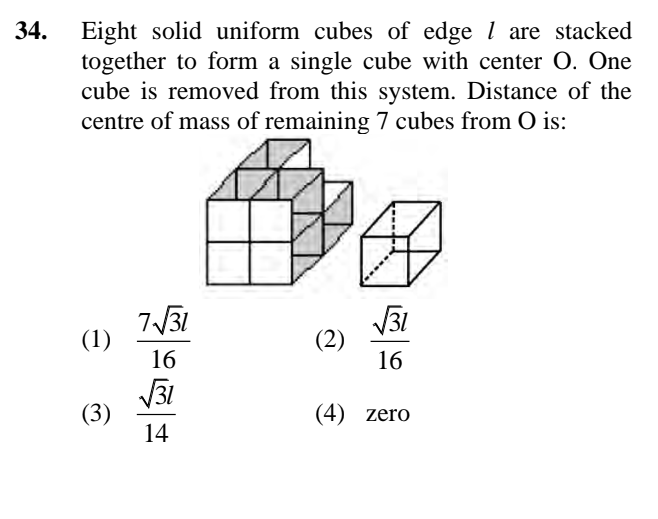 Eight solid uniform cubes of edge l are stacked together to form a single..