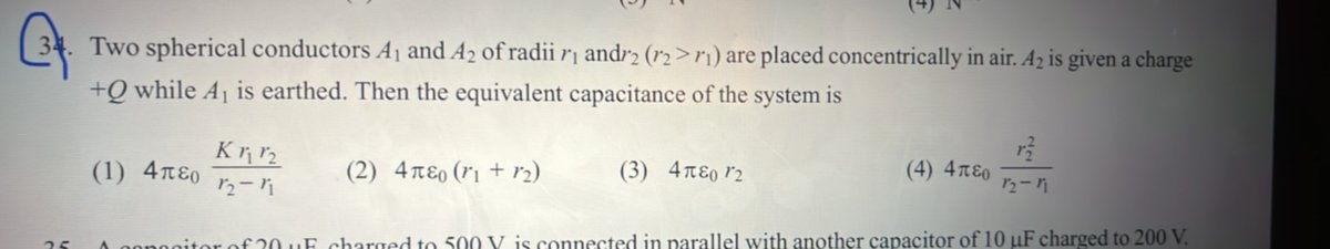 Two spherical conductors A1 and A2 of radii r1 and r2 (r2 > r1) are place..