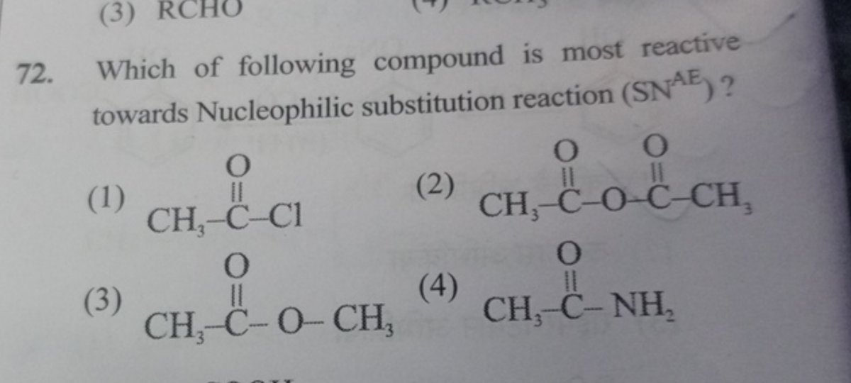 Which of following compound is most reactive towards Nucleophilic substit..