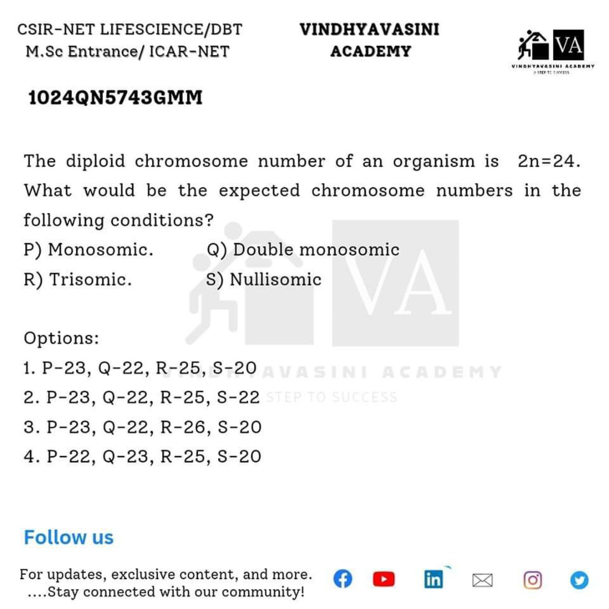 CSIR-NET LIFESCIENCE/DBT M.Sc Entrance/ ICAR-NET VINDHYAVASINI ACADEMY