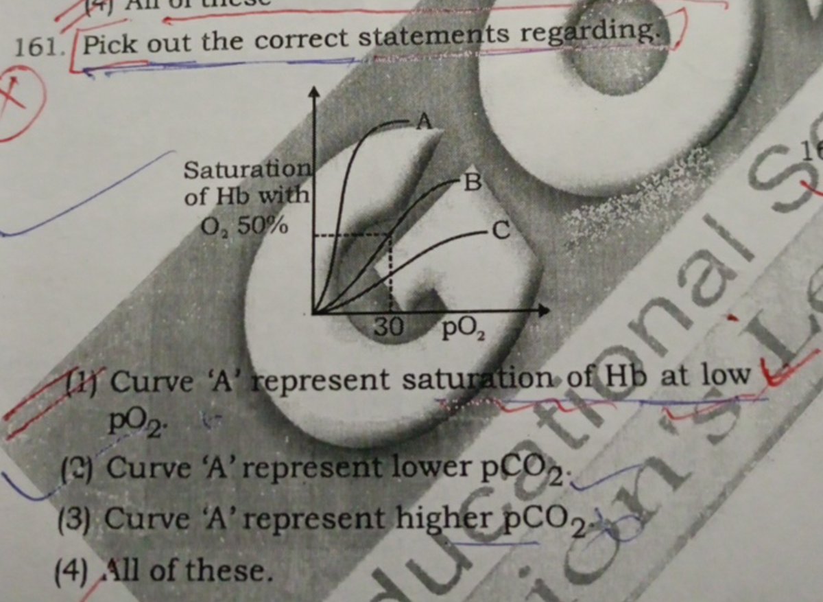 Pick out the correct statements regarding. (1) Curve ' A ' represent satu..