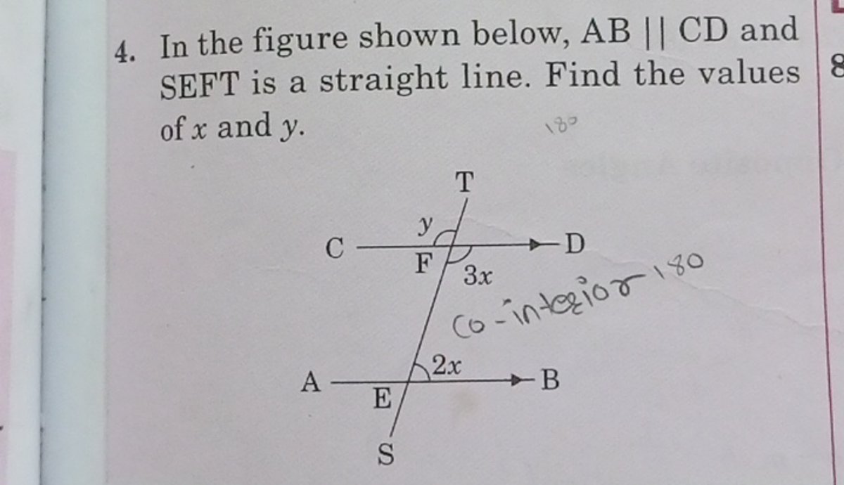 In the figure shown below, AB || CD and SEFT is a straight line. Find the..
