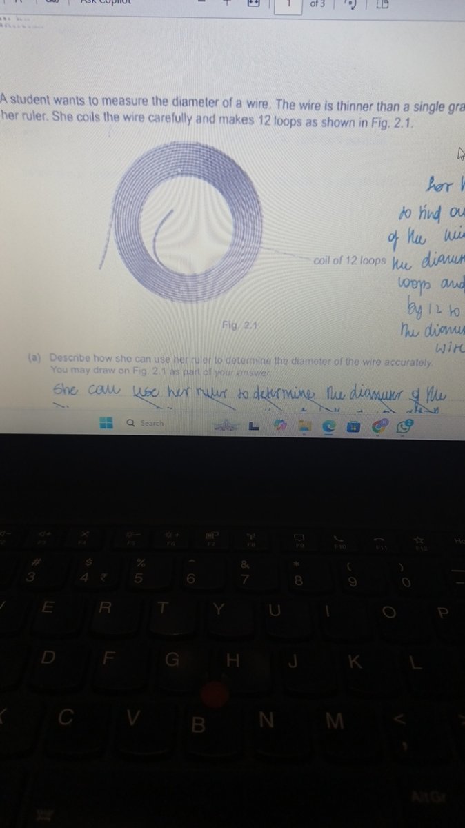 A student wants to measure the diameter of a wire. The wire is thinner th..