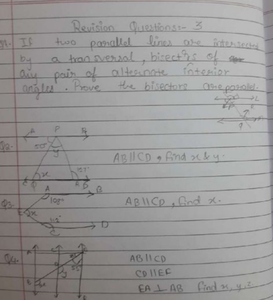 If two parallel lines are intersected by a transversal, bisectors of any
