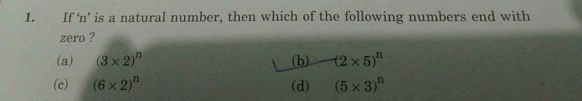 If ' n ' is a natural number, then which of the following numbers end wit..