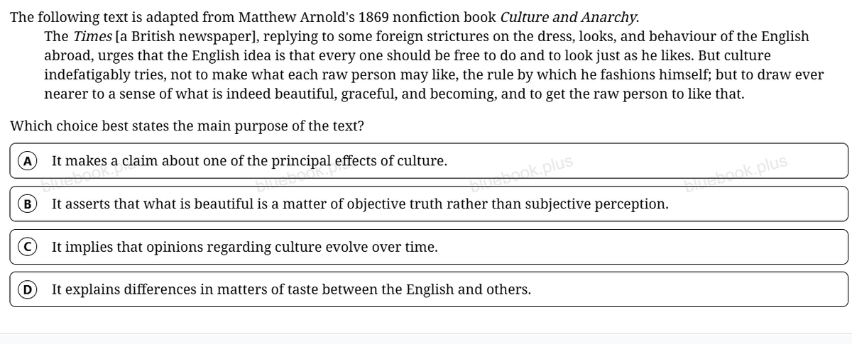 The following text is adapted from Matthew Arnold's 1869 nonfiction book