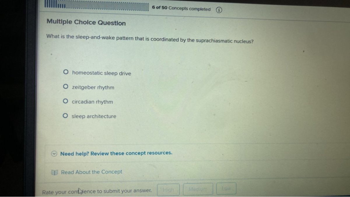 What is the sleep-and-wake pattern that is coordinated by the suprachiasm..