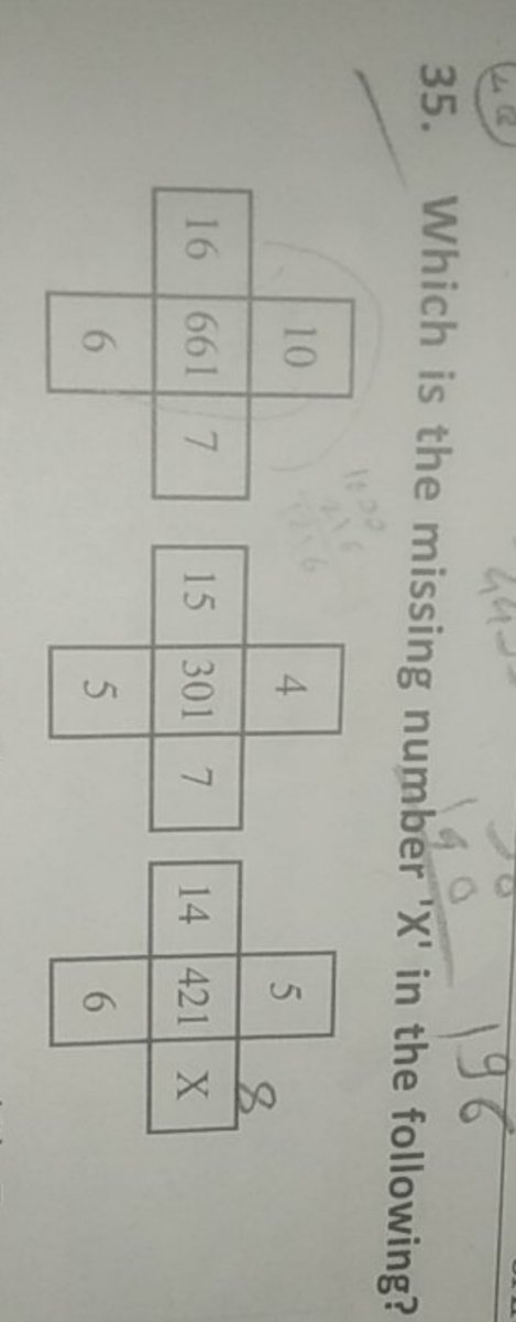 Which is the missing number ' X ' in the following? | Filo