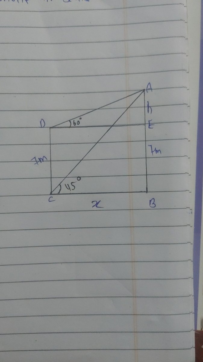 The image shows a diagram with two right-angled triangles. We need to fin..
