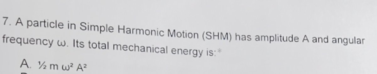 A particle in Simple Harmonic Motion (SHM) has amplitude A and angular fr..