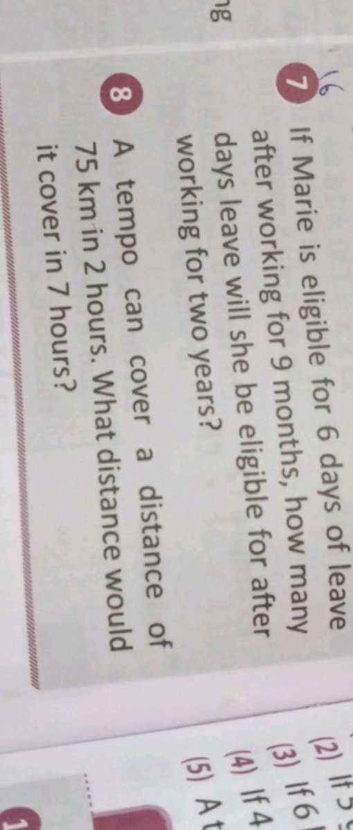 7 If Marie is eligible for 6 days of leave after working for 9 months, ho..
