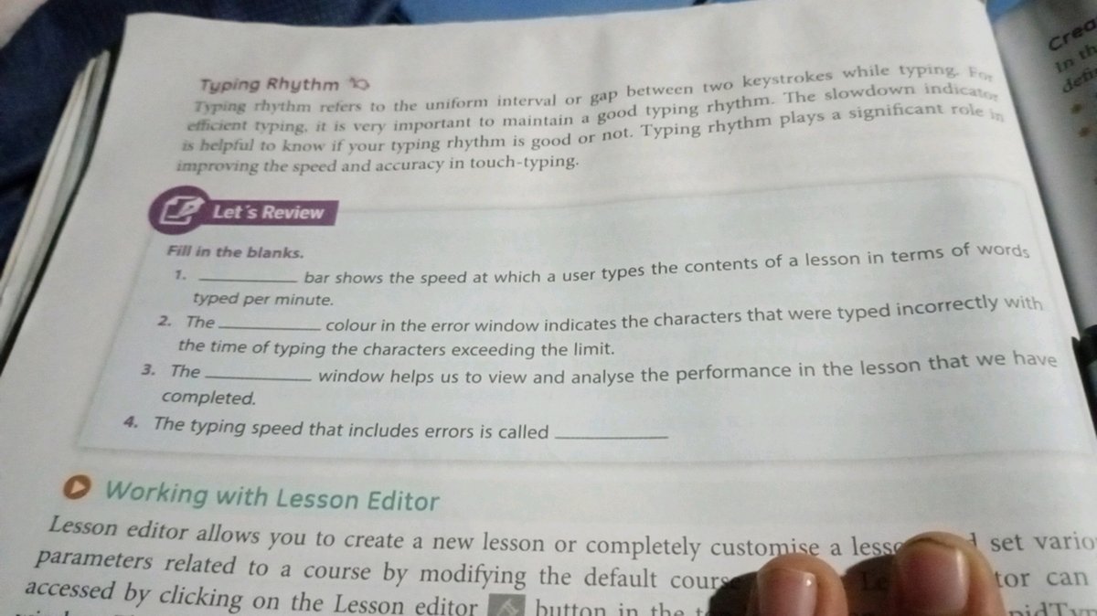 Typing Rhythm Typing rhythm refers to the uniform interval or gap between..