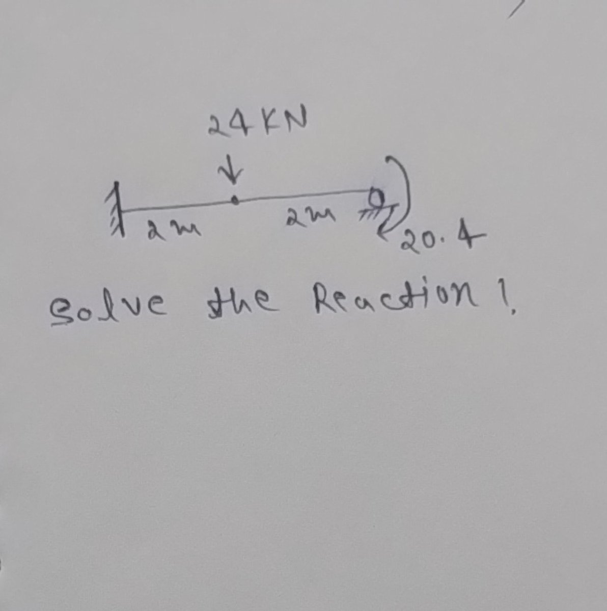Solve the Reaction for the given diagram: Diagram details: A beam with a..