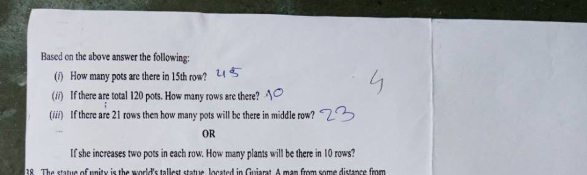 Based on the above answer the following: (i) How many pots are there in 1..