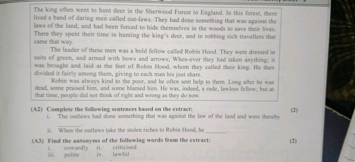 The king often went to hunt deer in the Sherwood Forest in England. In th..
