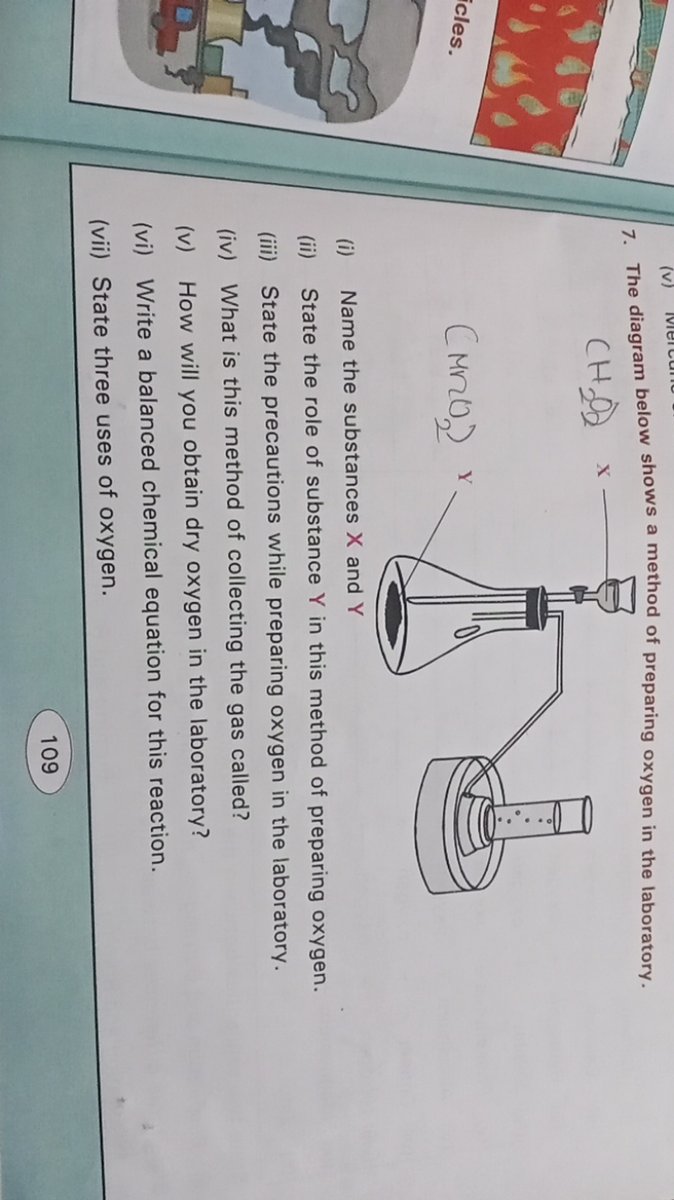 The diagram below shows a method of preparing oxygen in the laboratory.
