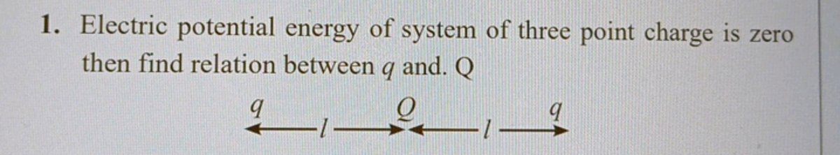 Electric potential energy of system of three point charge is zero then fi..