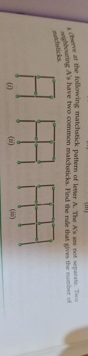 Observe the following matchstick pattern of letter A. The A's are not sep..