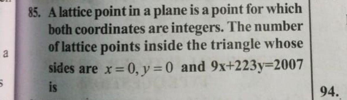 A lattice point in a plane is a point for which both coordinates are inte..