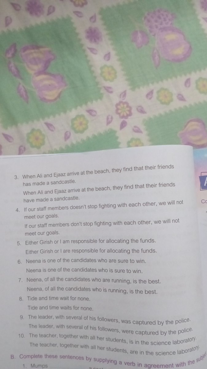 Complete these sentences by supplying a verb in agreement with the subjec..