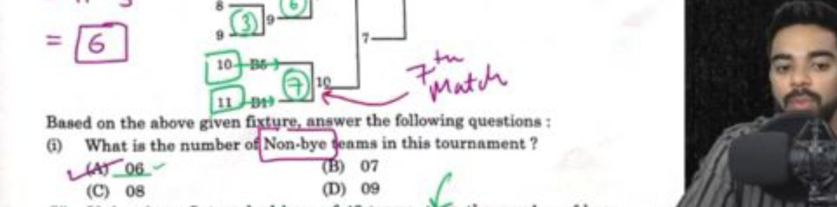 = 6 Based on the above given fixture, answer the following questions; (i..