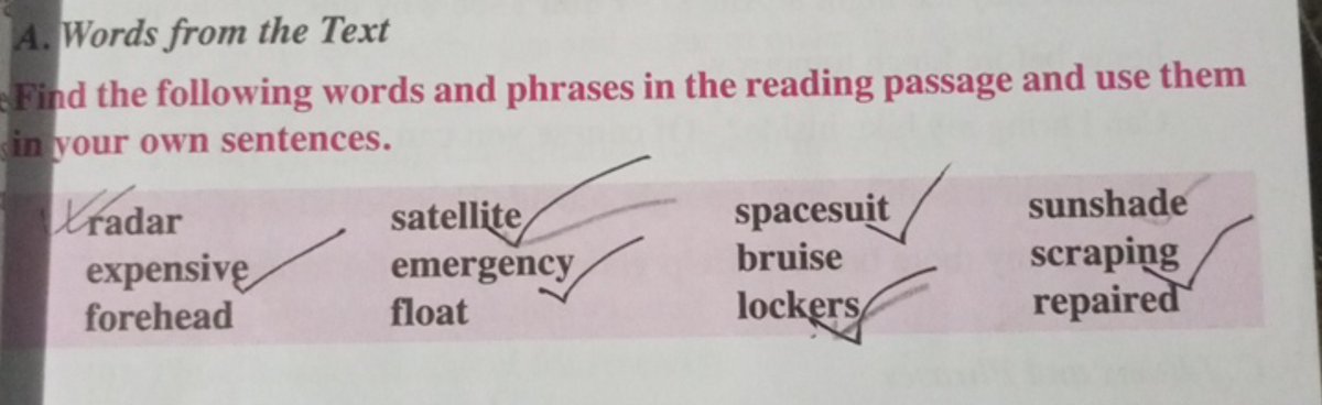 A. Words from the Text Find the following words and phrases in the readi..